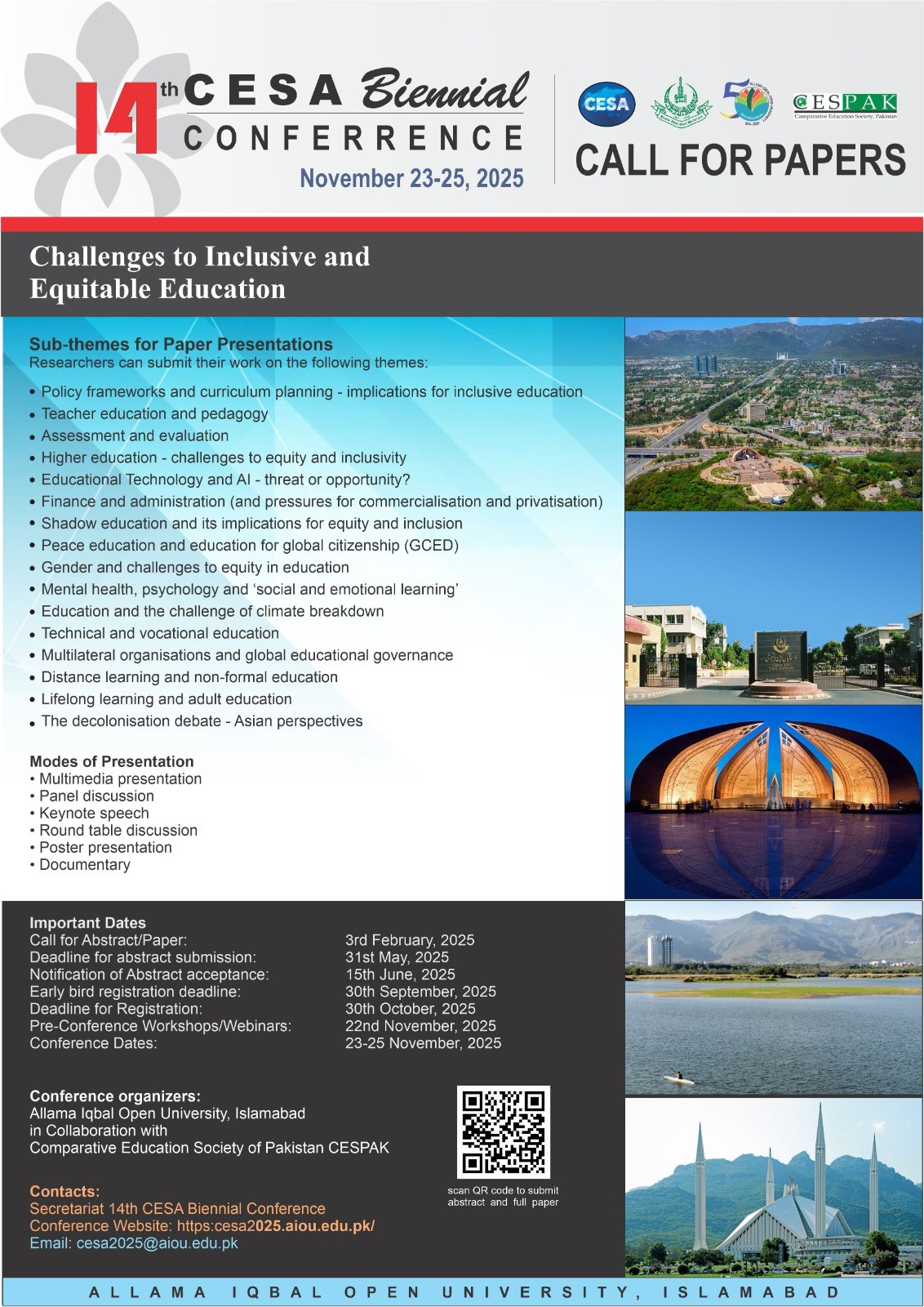 Call for Papers: 14th CESA Biennial Conference (Islamabad, Nov 23–25 ...